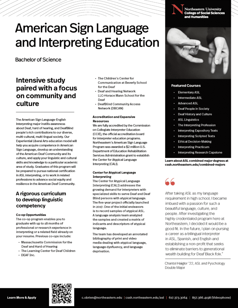 American Sign Language & Interpreting Education Program Flyer ...
